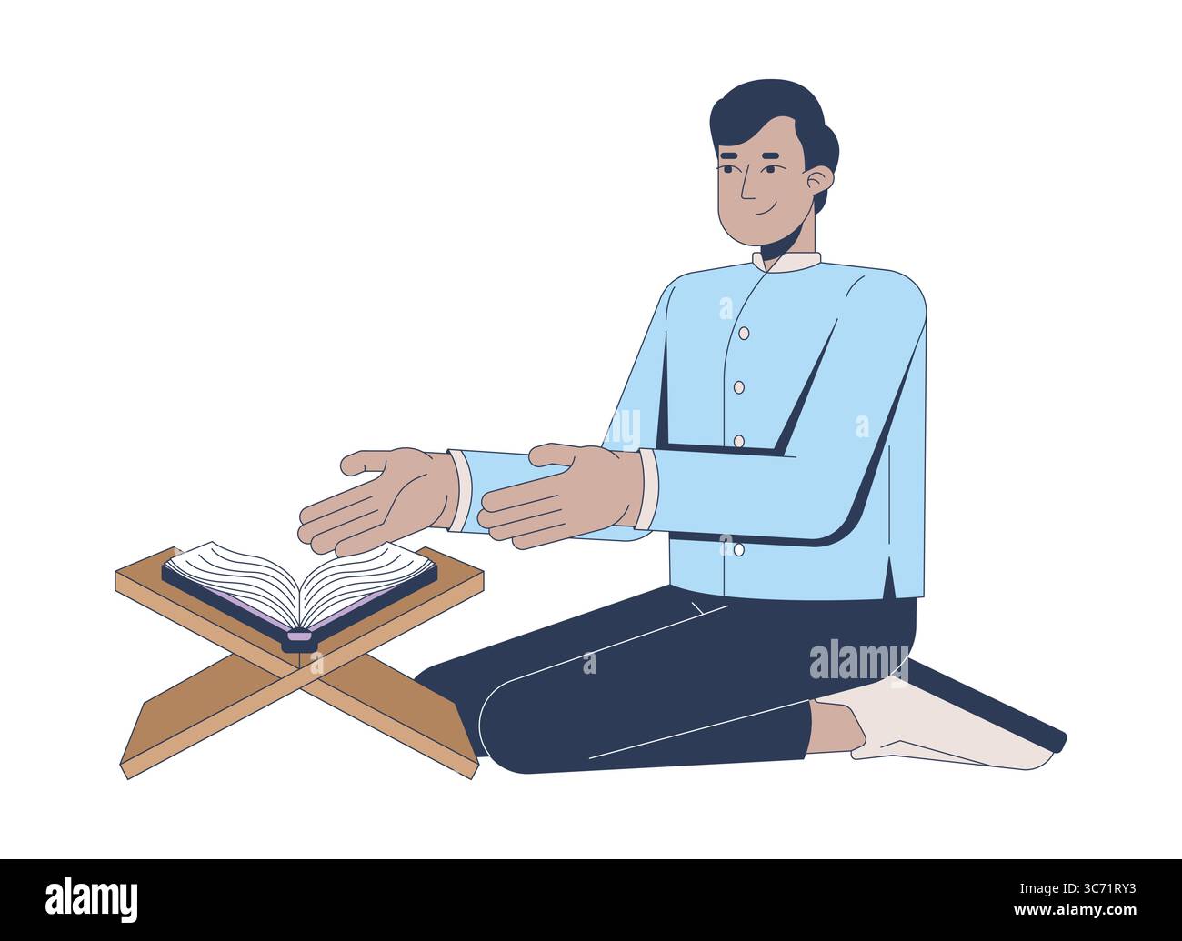Arab man reciting Quran 2D cartoon character Stock Vector Image & Art ...