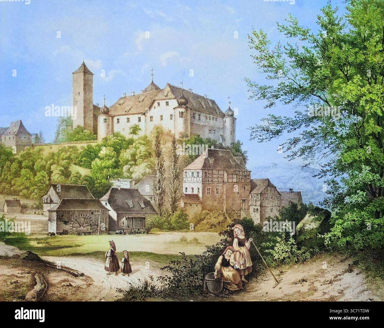 Aufsess Castle, Aufsess, Oberaufsess Castle, Oberaufsess, around 1850 ...