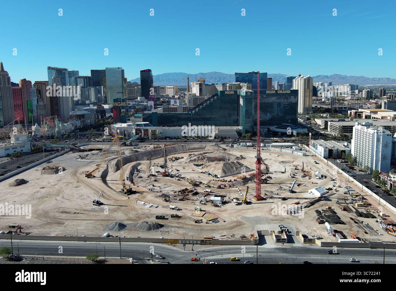An Aerial View Of The Construction Site Of New Las Vegas Stadium The