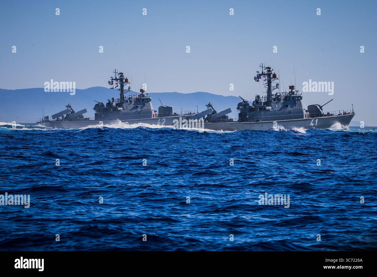 Aerial view of Croatian Navy a military parade include rescue ship ...