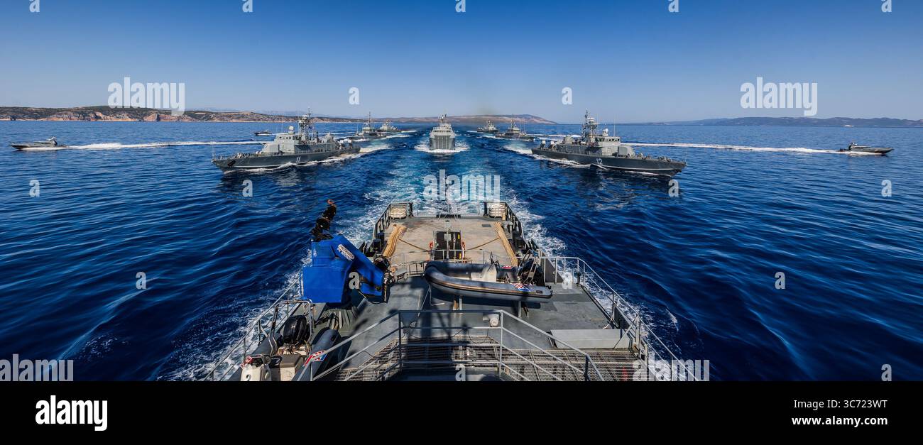 Aerial view of Croatian Navy a military parade include rescue ship ...