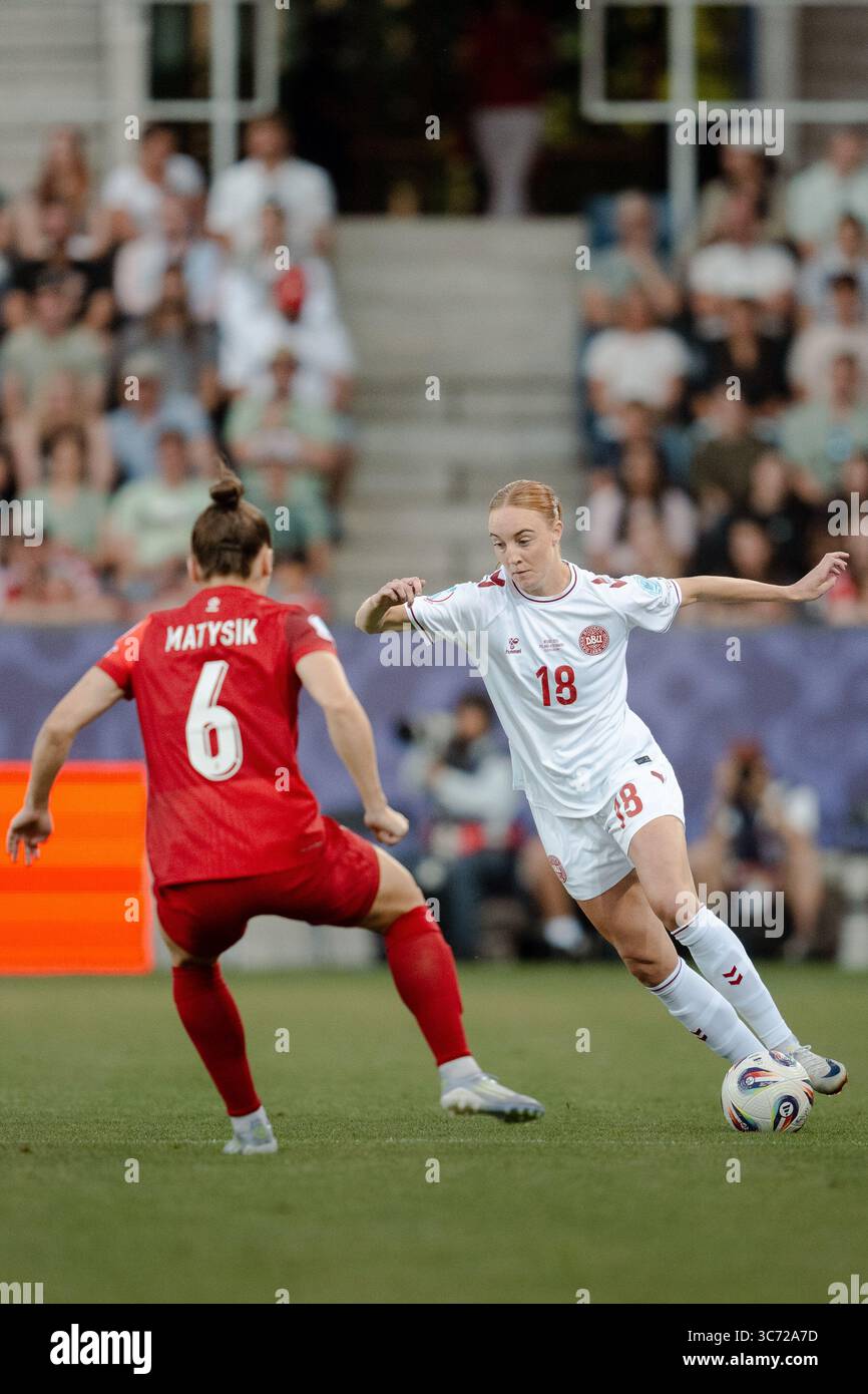 Swissporarena, July 12th 2025 Poland's Sylwia Matysik and Denmark's Maja Bay Ostergaard during ...