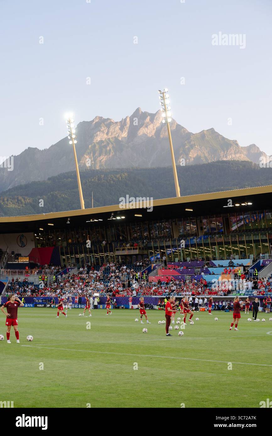 Swissporarena, July 12th 2025 View out of the Swissporarena onto ...