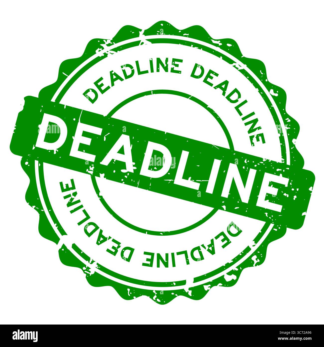 Grunge green deadline word round rubber seal stamp on white background ...