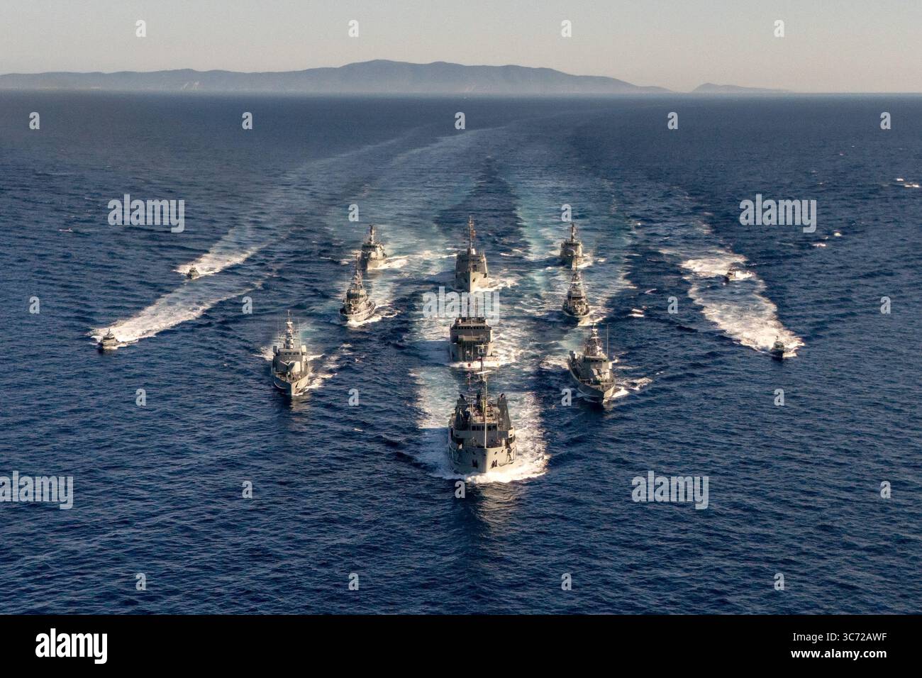 Aerial view of Croatian Navy a military parade include rescue ship ...