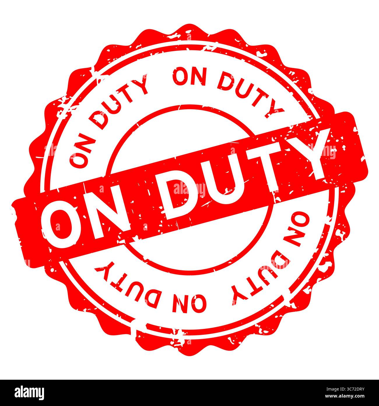 Grunge red on duty word round seal stamp on white background Stock ...