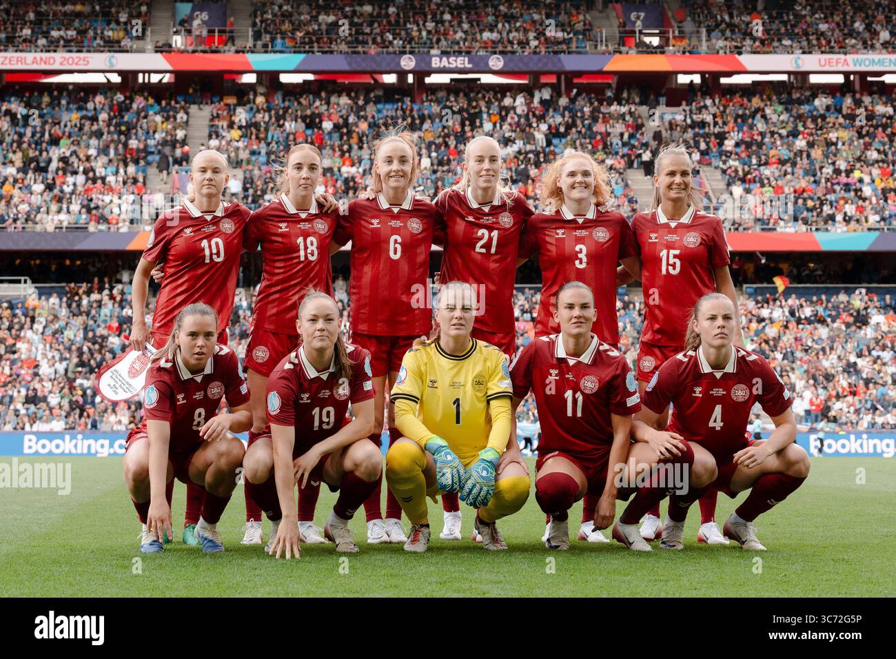 St. Jakobs-Park, July 8th 2025 Lineup of the danish players during the ...