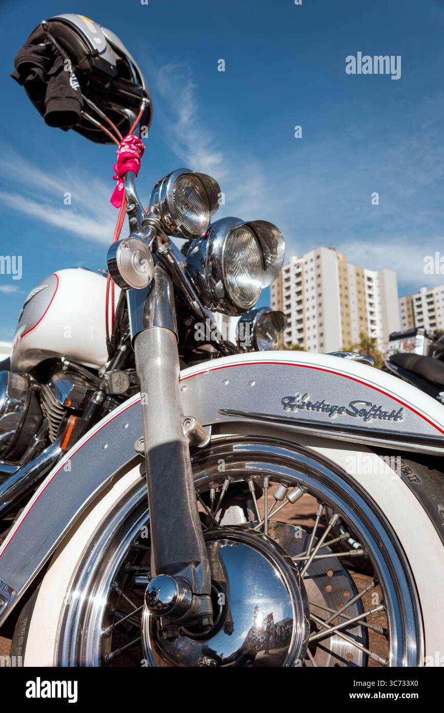Harley-Davidson Heritage Softail motorcycle, featuring the triple ...