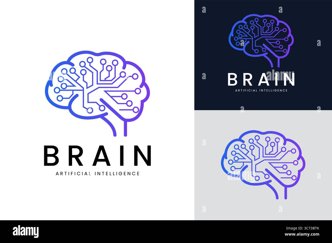 AI Neural Circuit Logo with Gradient Tech Outline Ideal for AI ...