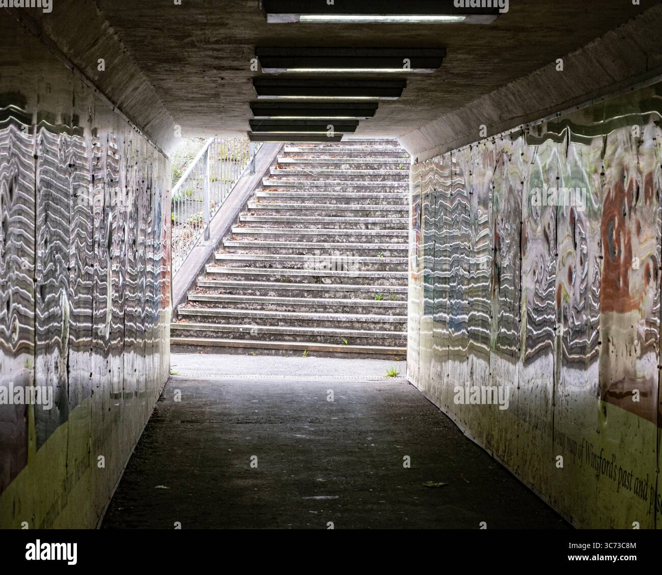 Pedestrian underpass under busy main road in town centre of Winsford ...