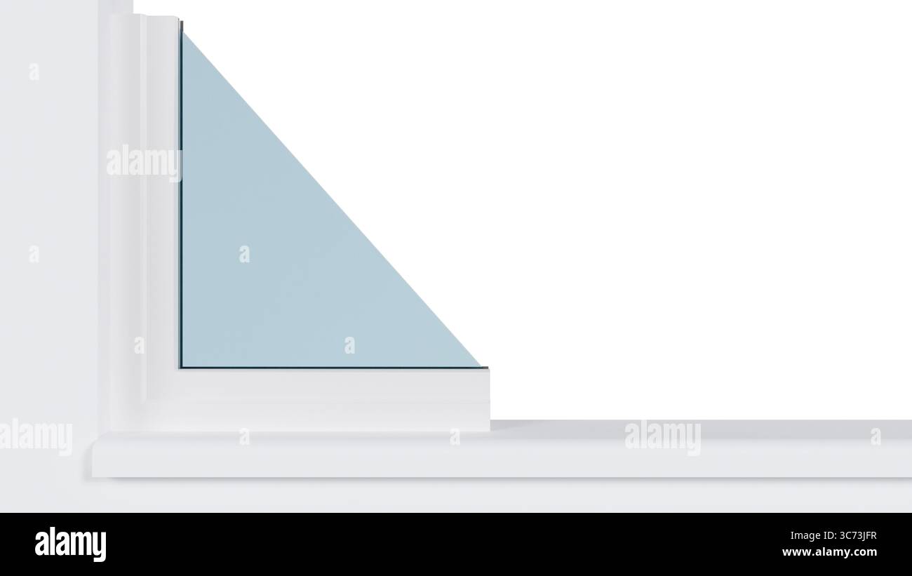 Section of a plastic window with double glazing in a section for ...