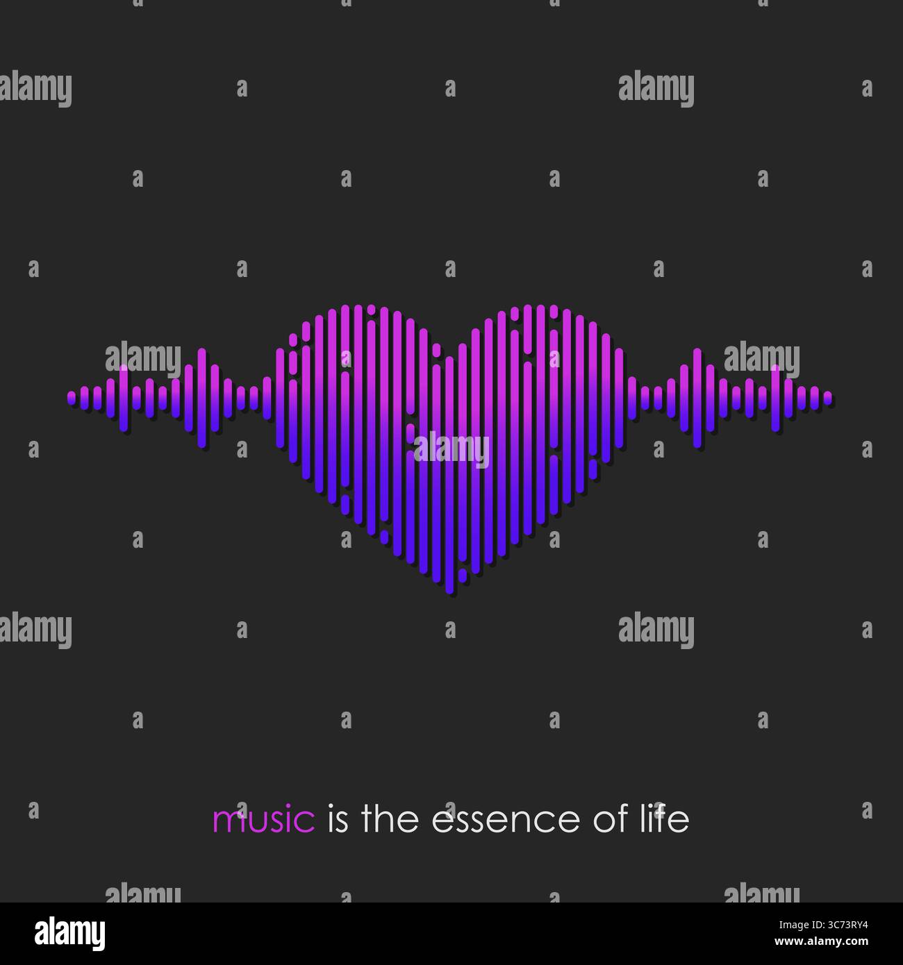 Vector music poster with sound wave heart and inspirational quote Music ...