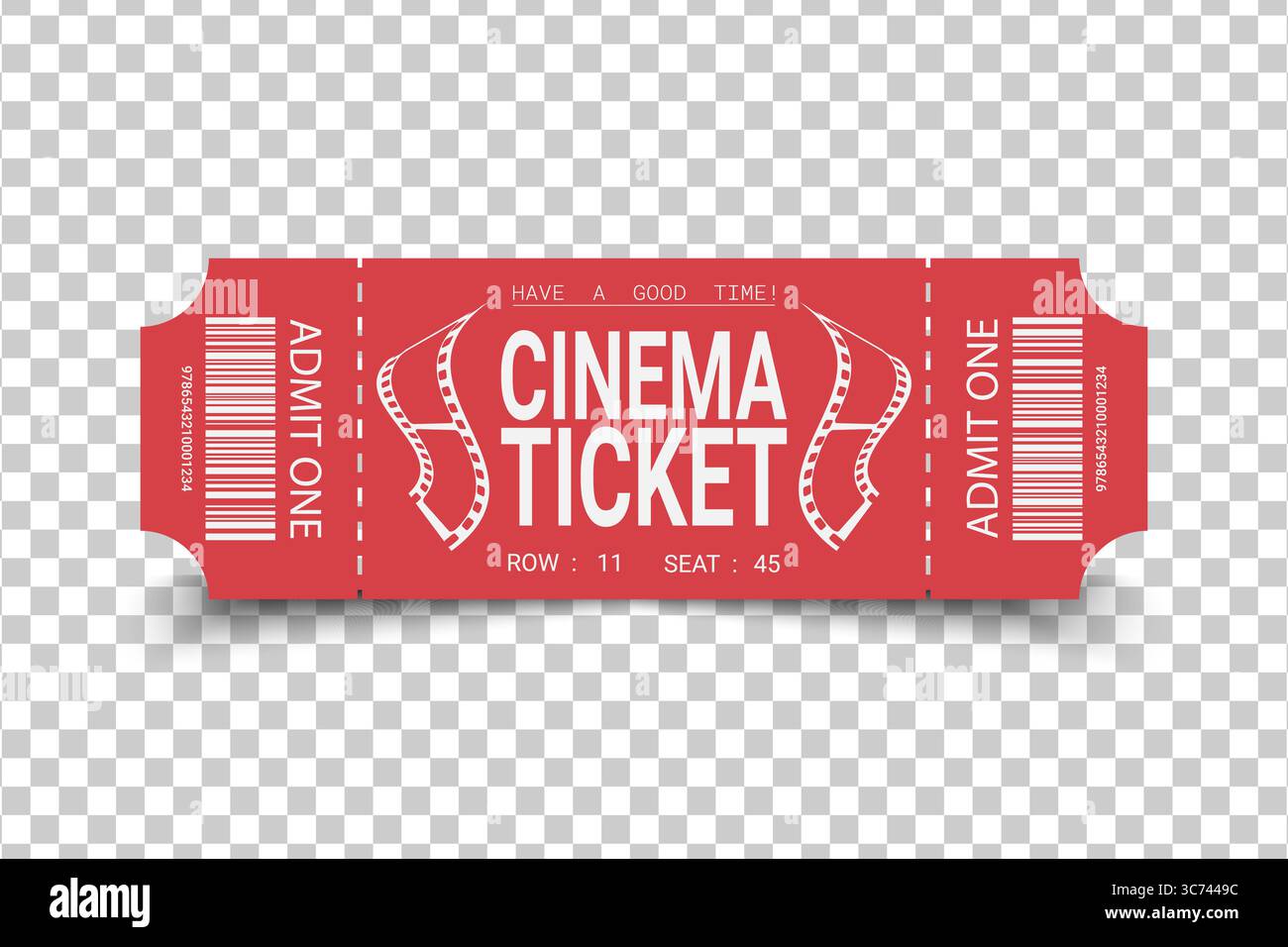 Cinema ticket template design with filmstrip emblem. Retro style. Movie ...