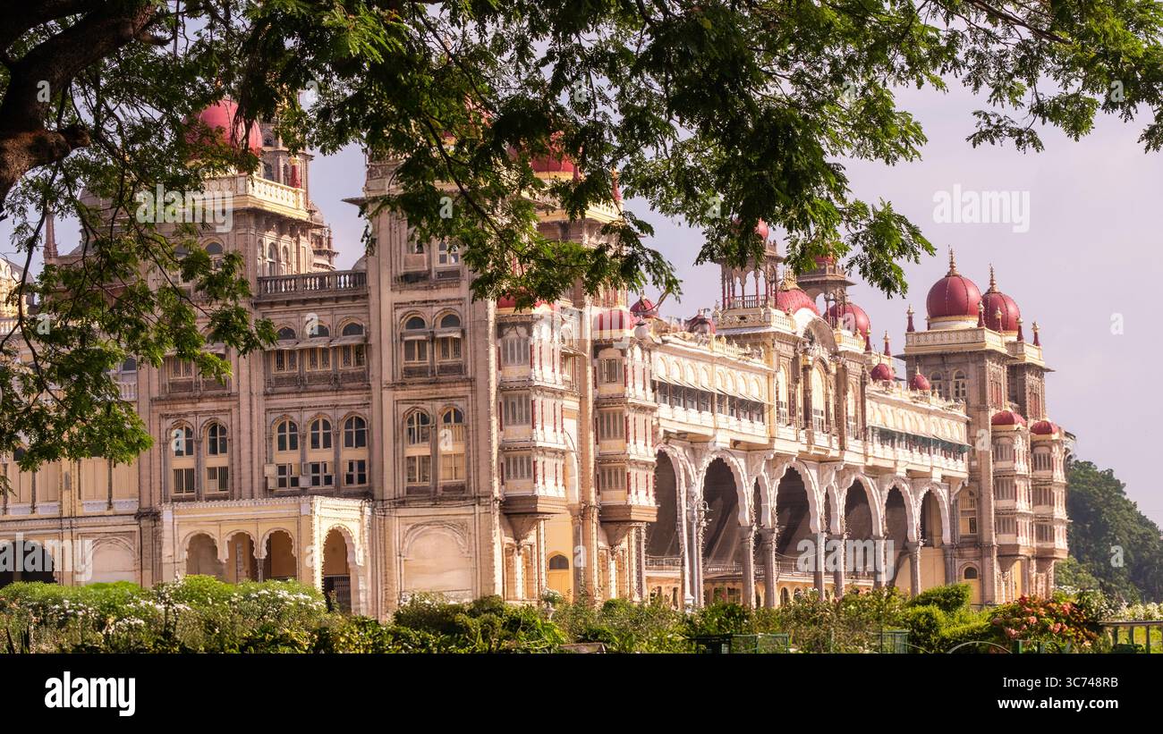 A stunning view of Mysore Palace, an iconic royal residence in ...