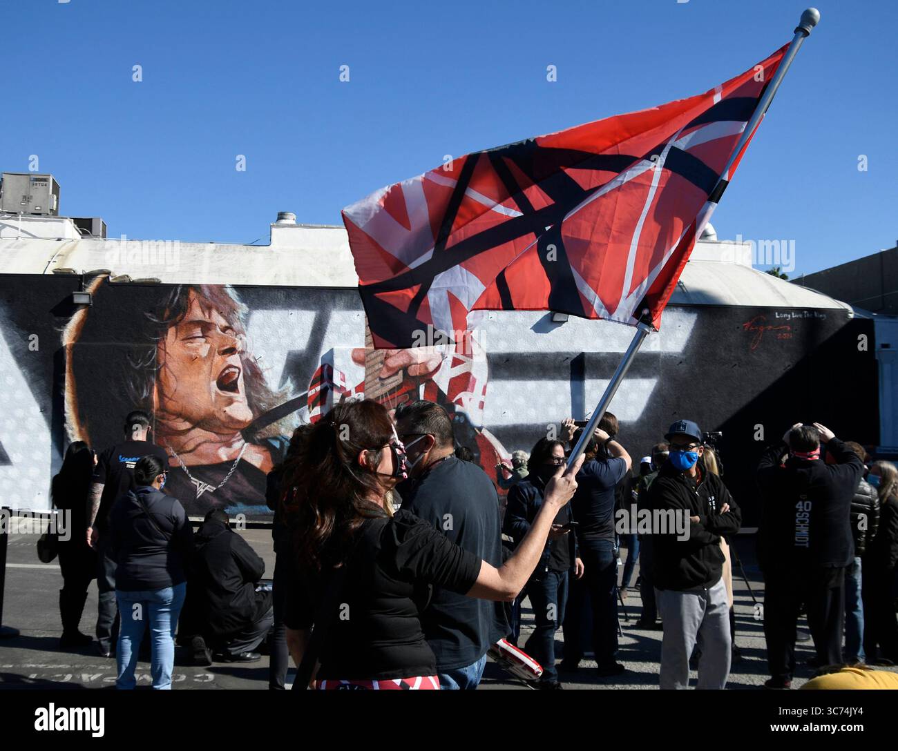 Eddie Van Halen fans come out in full rock-n-roll gear on the late ...