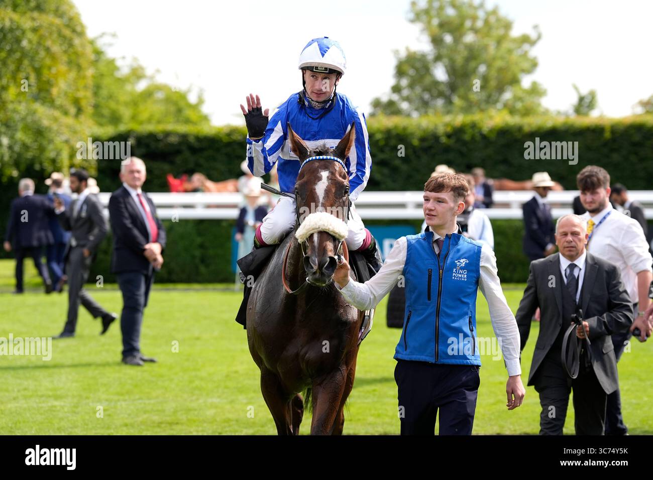 Jockey Oisin Murphy acknowledges the racegoers after winning the Regent ...