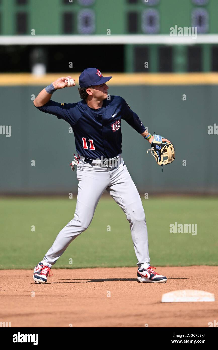 Roch Cholowsky (11) (UCLA) of Team Stars warms up during a USA Baseball ...