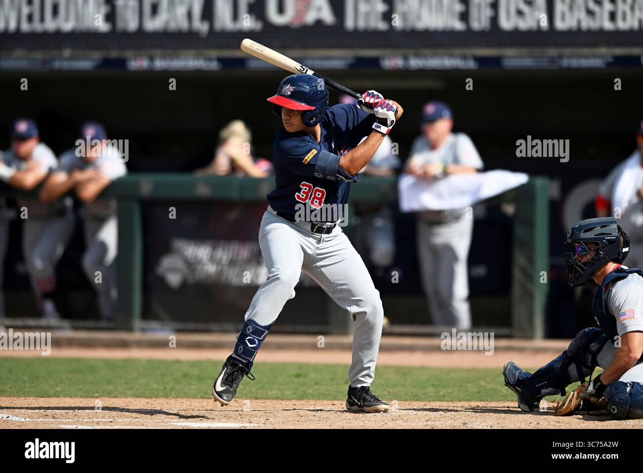 Mulivai Levu (38) (UCLA) of Team Stars at bat during a USA Baseball ...