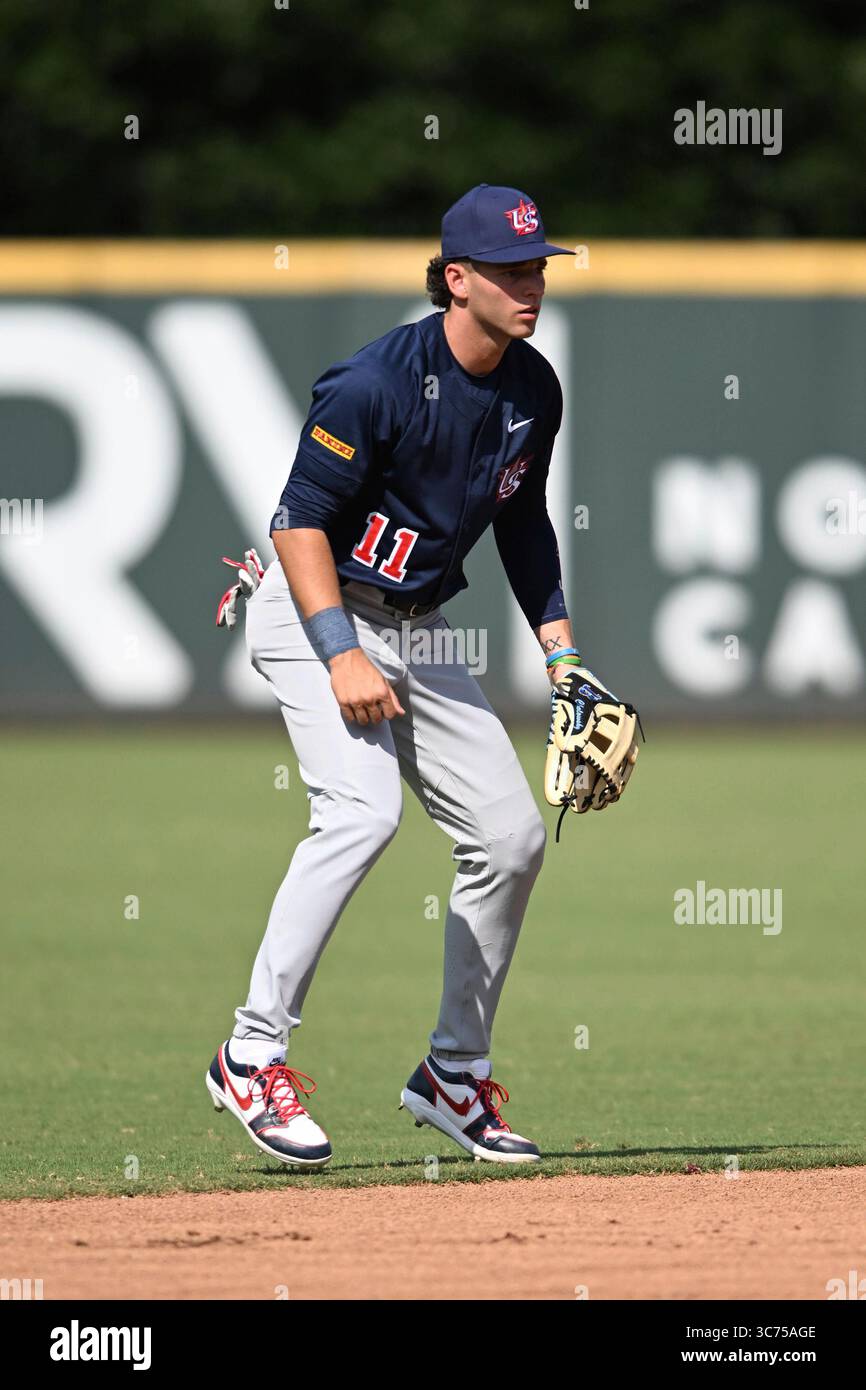 Roch Cholowsky (11) (UCLA) of Team Stars in a defensive stance during a ...