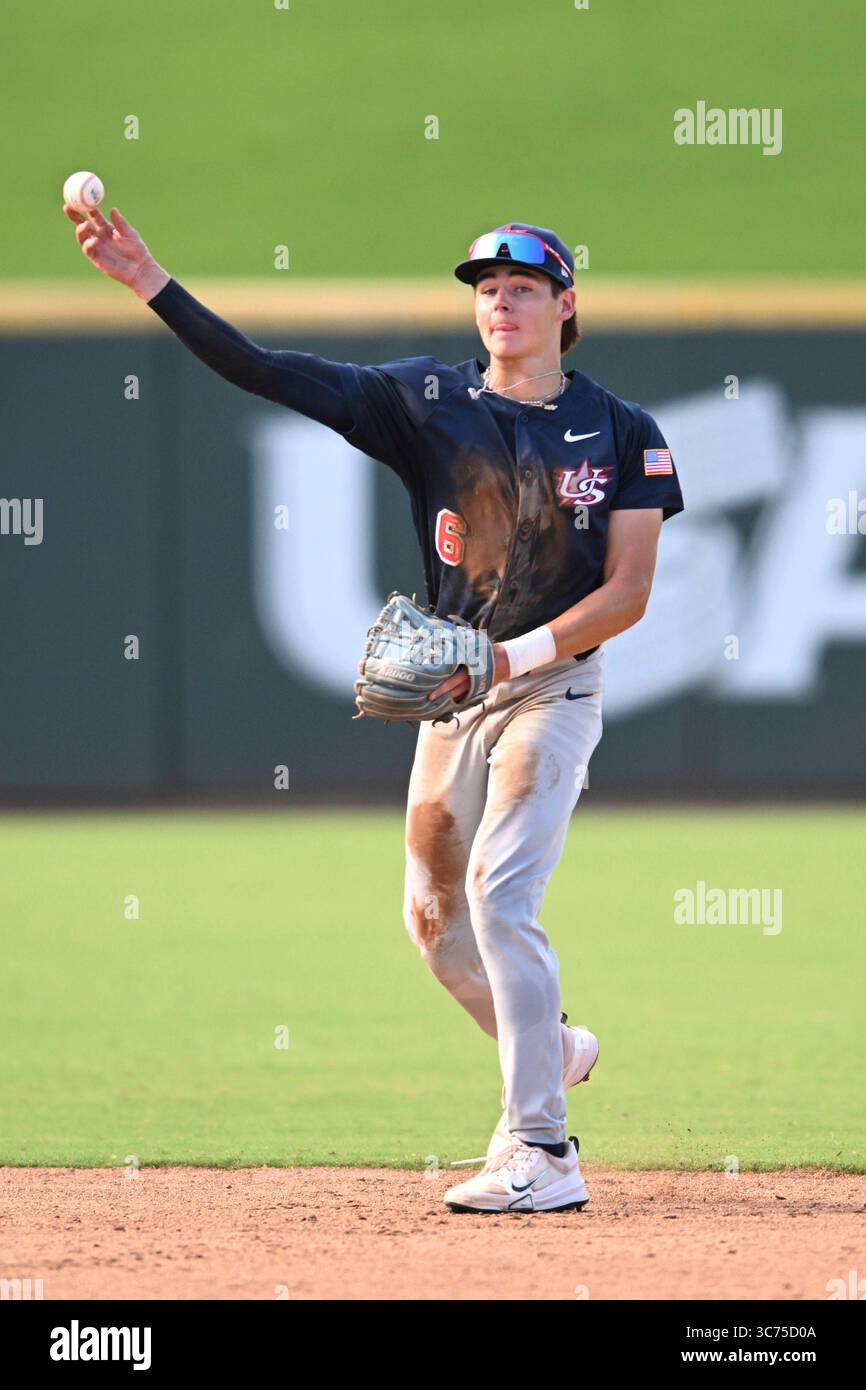Tyler Bell (6) (Kentucky) of Team Stars warms up during a USA Baseball ...