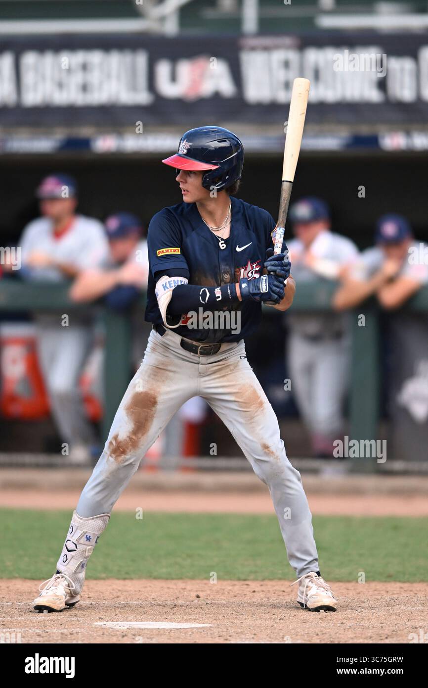 Tyler Bell (6) (Kentucky) of Team Stars at bat during a USA Baseball ...