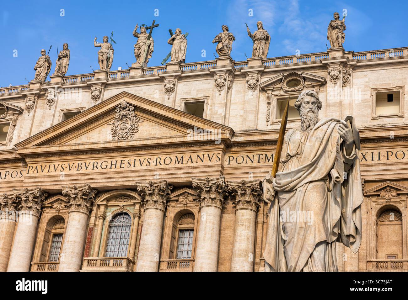 Statue of St. Paul with a sword at St. Peter's Square, Vatican, Rome ...
