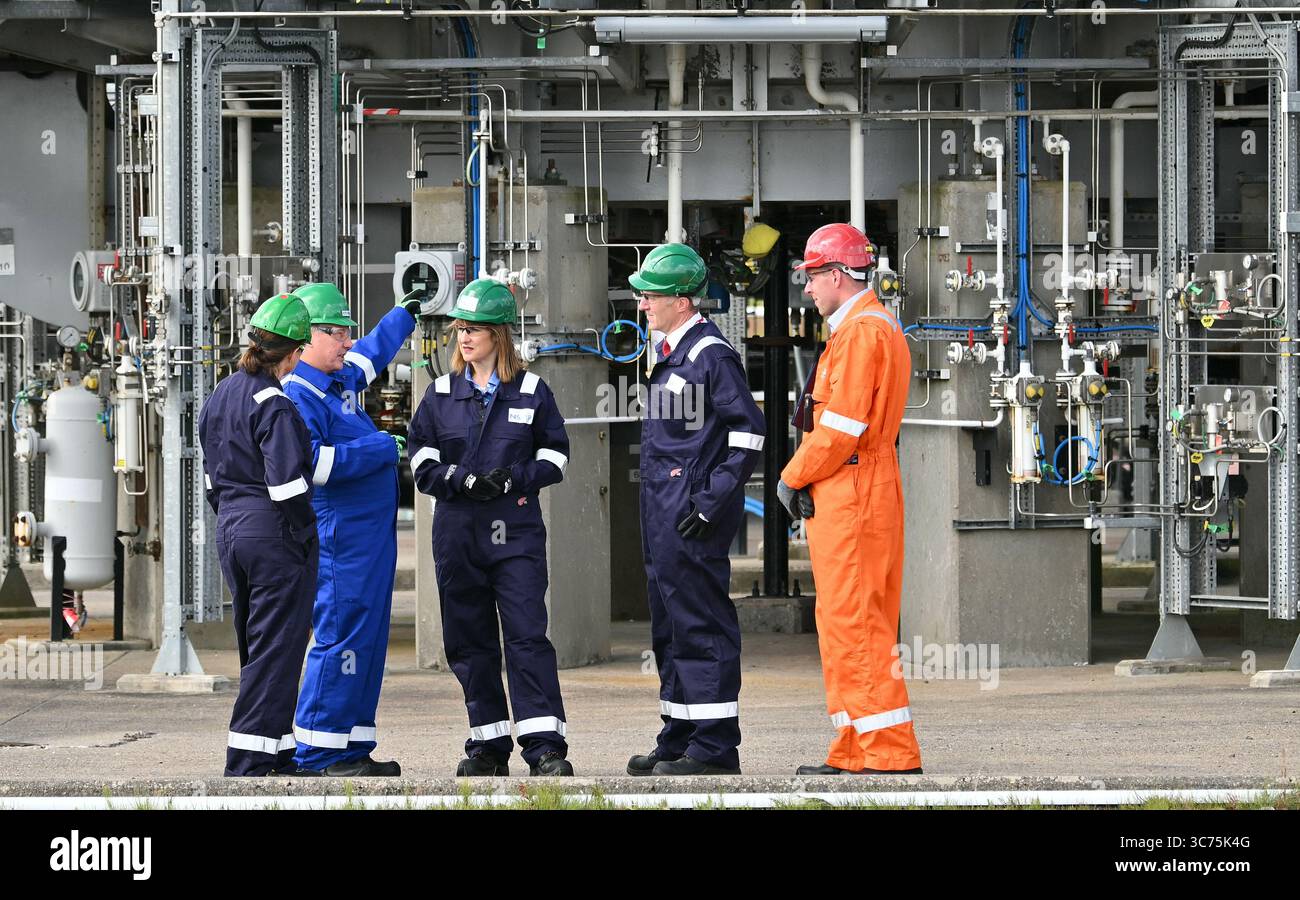 Chancellor of the Exchequer Rachel Reeves (centre) during a visit to ...