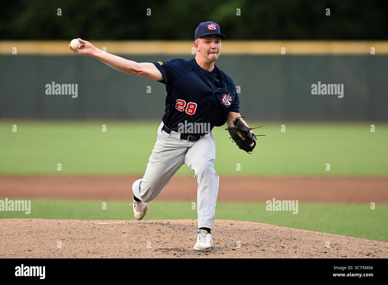 Team Stars pitcher Blake Morningstar (28) (Wake Forest) delivers a ...