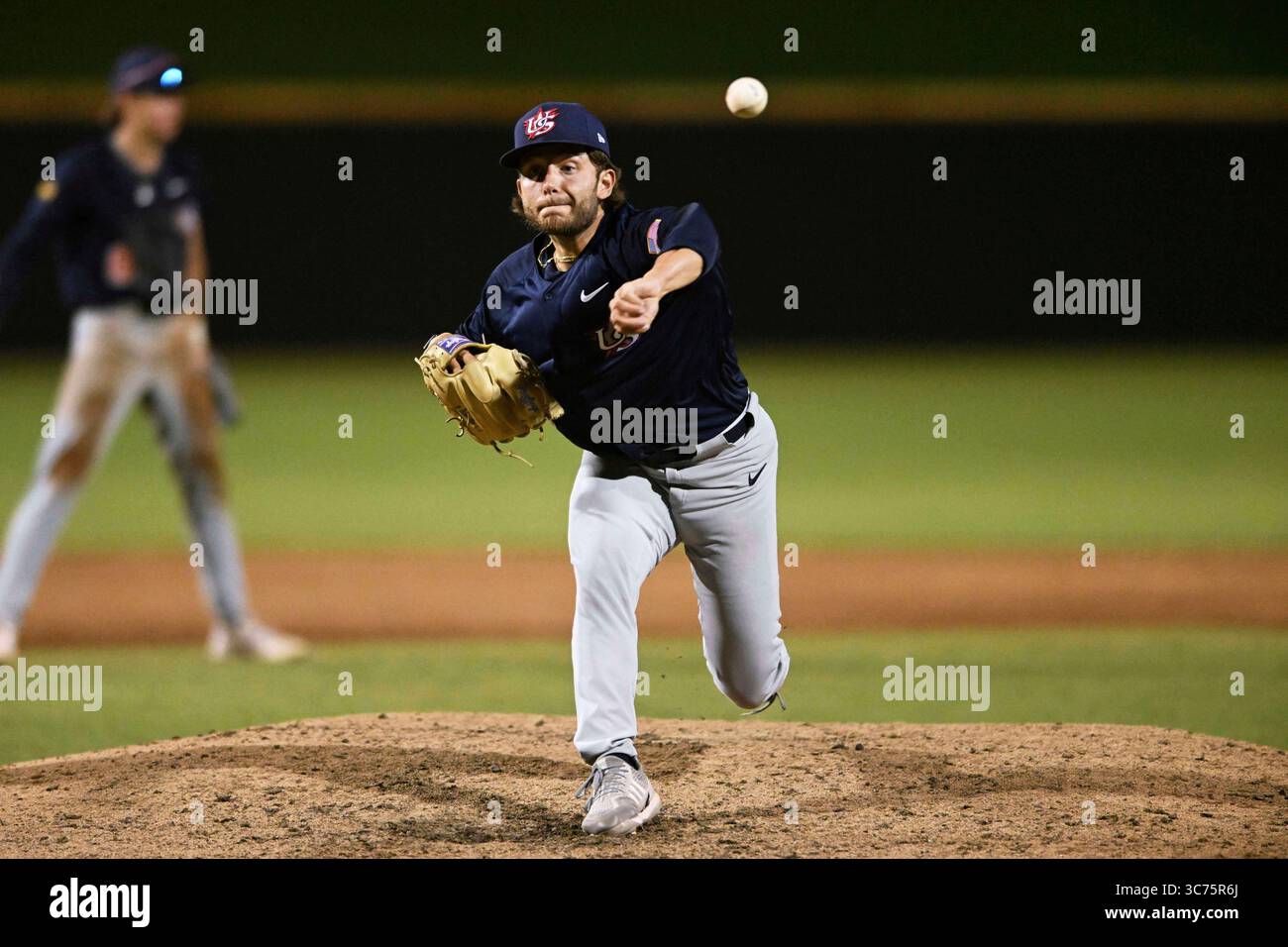 Team Stars pitcher Ethan Norby (9) (East Carolina) delivers a pitch ...