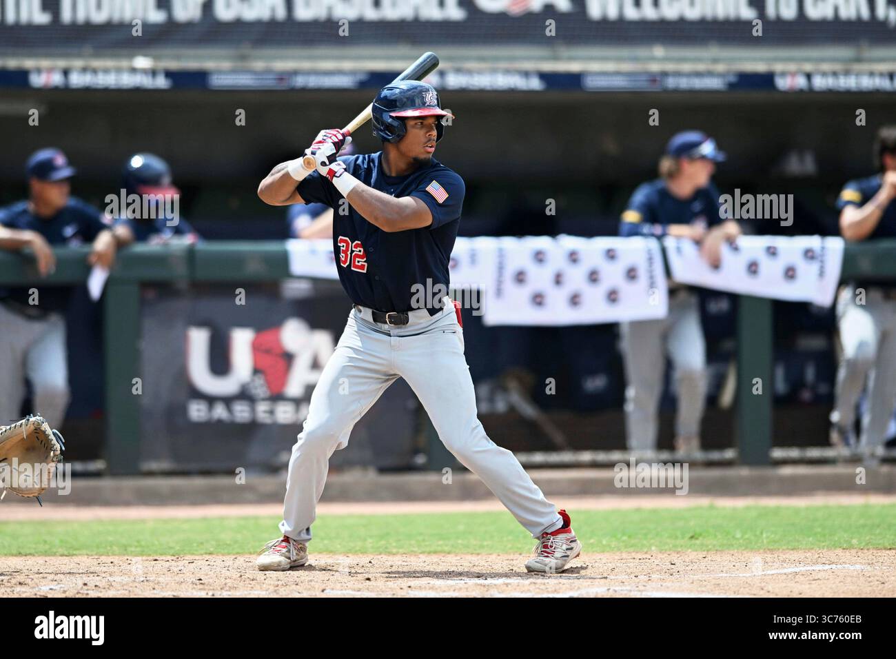 Zion Rose (32) (Louisville) of Team Stars at bat during a USA Baseball ...