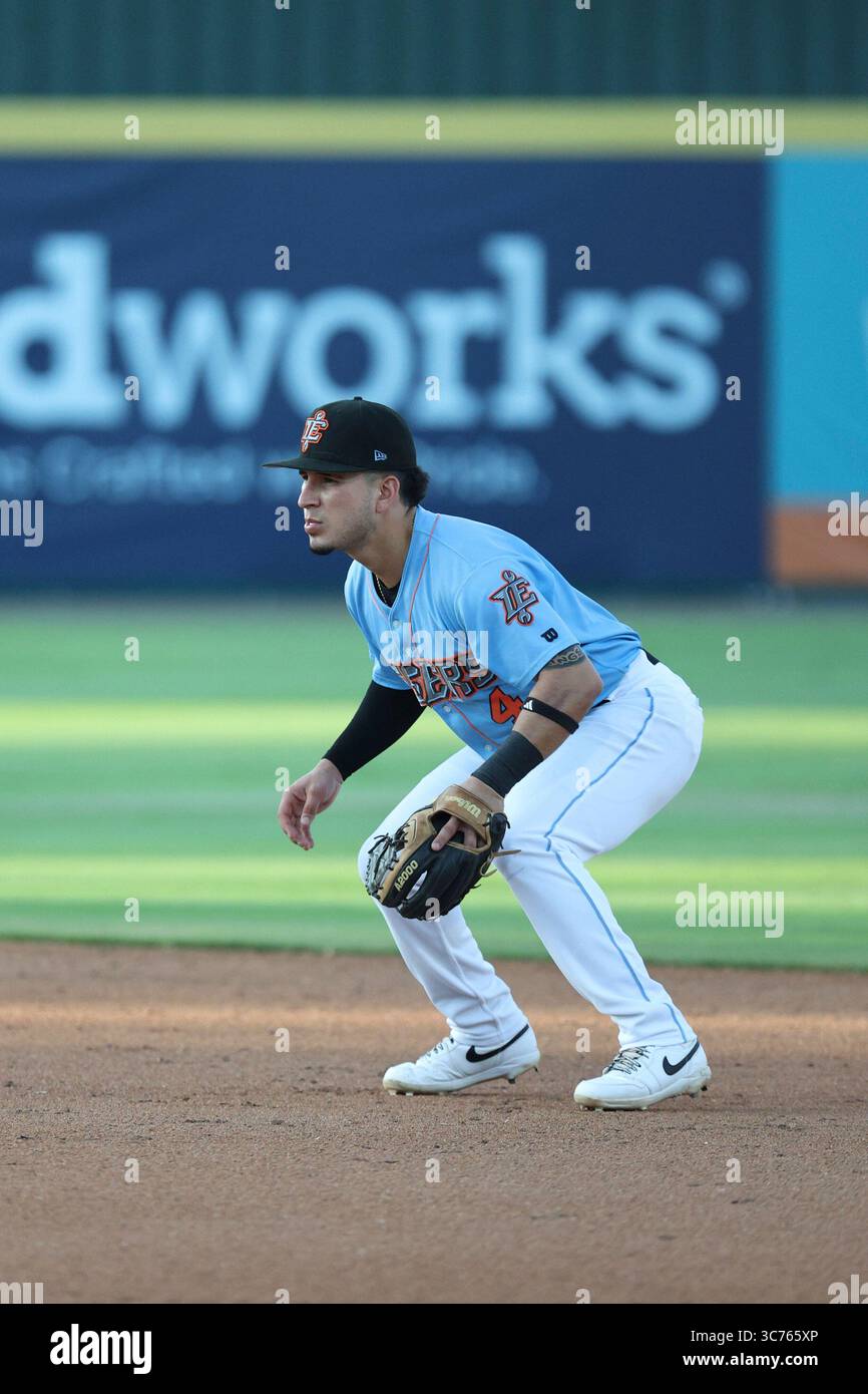 Johan Macias (4) of the Inland Empire Empire 66ers in the field against ...