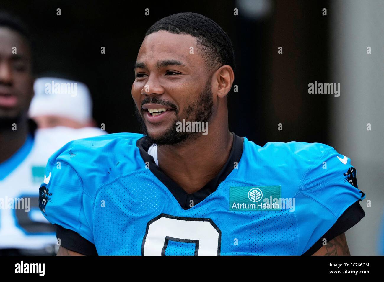 Carolina Panthers tight end Ja'Tavion Sanders arrives for an NFL ...