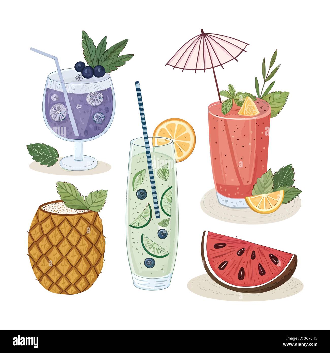 Summer Cocktails: Illustrated Collection of Refreshing Drinks with ...