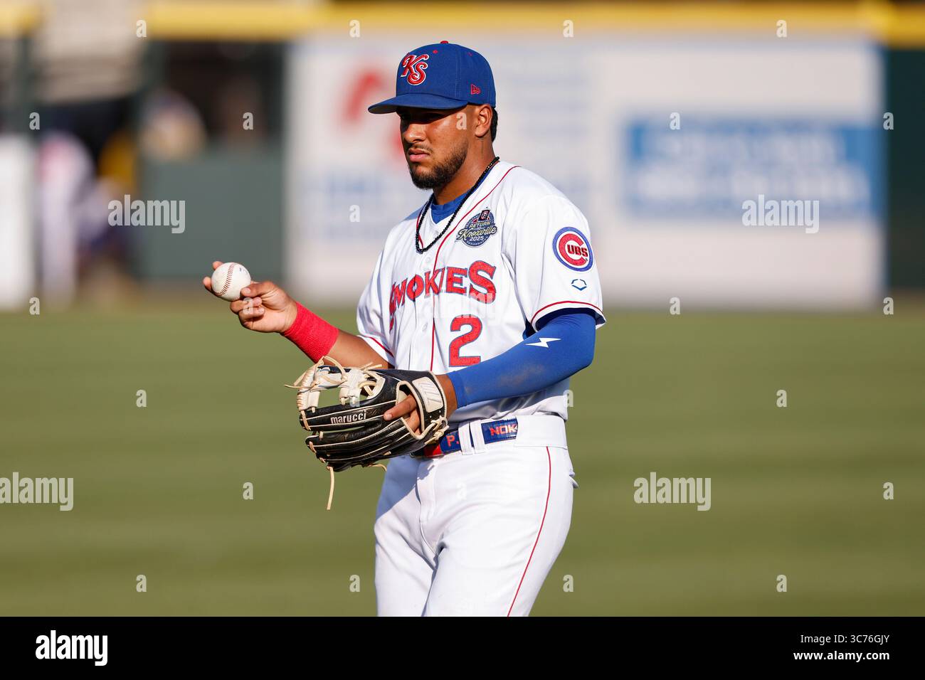 Knoxville Smokies third baseman Pedro Ramirez (2) warms up prior to the ...