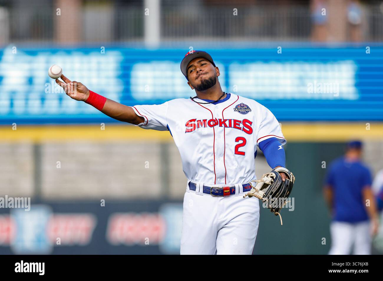 Knoxville Smokies third baseman Pedro Ramirez (2) warms up prior to the ...