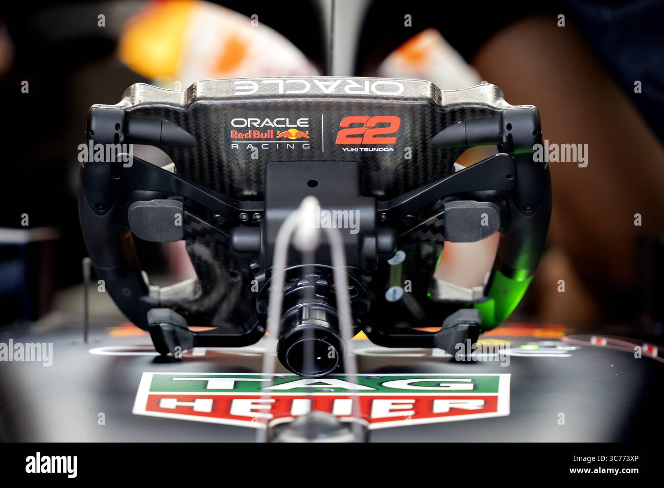 BOEDAPEST - The steering wheel of Yuki Tsunoda (Red Bull Racing) at the ...