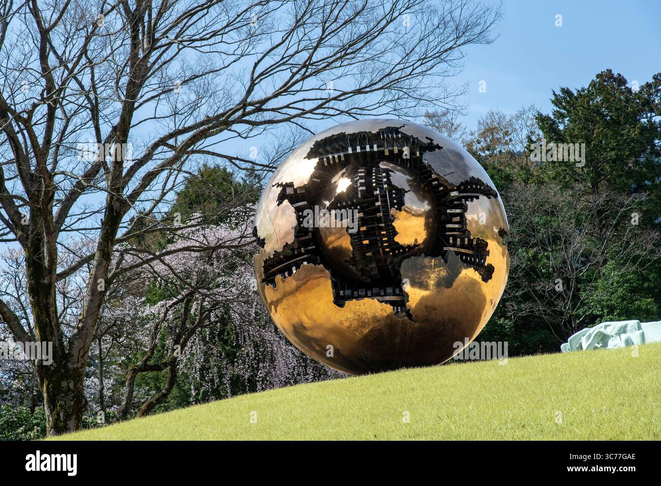 Hakone, Kanagawa, Japan-7 April 2025; Sculpture Sphere within a Sphere ...