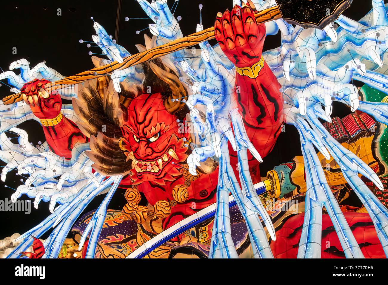 Aomori, Japan-April 29, 2025; Close up of a brave warrior-figure on a ...
