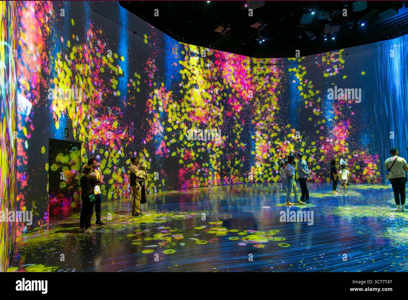 Tokyo, Japan - May 7, 2025: Interior view of a digital art installation ...