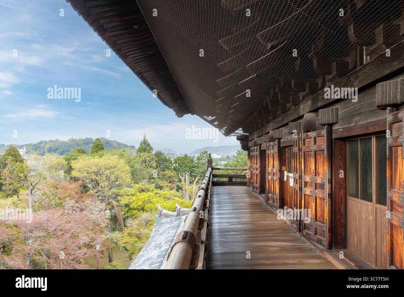 Kyoto, Japan-April 10, 2025; High level view from the Nanzenji Sanmon ...