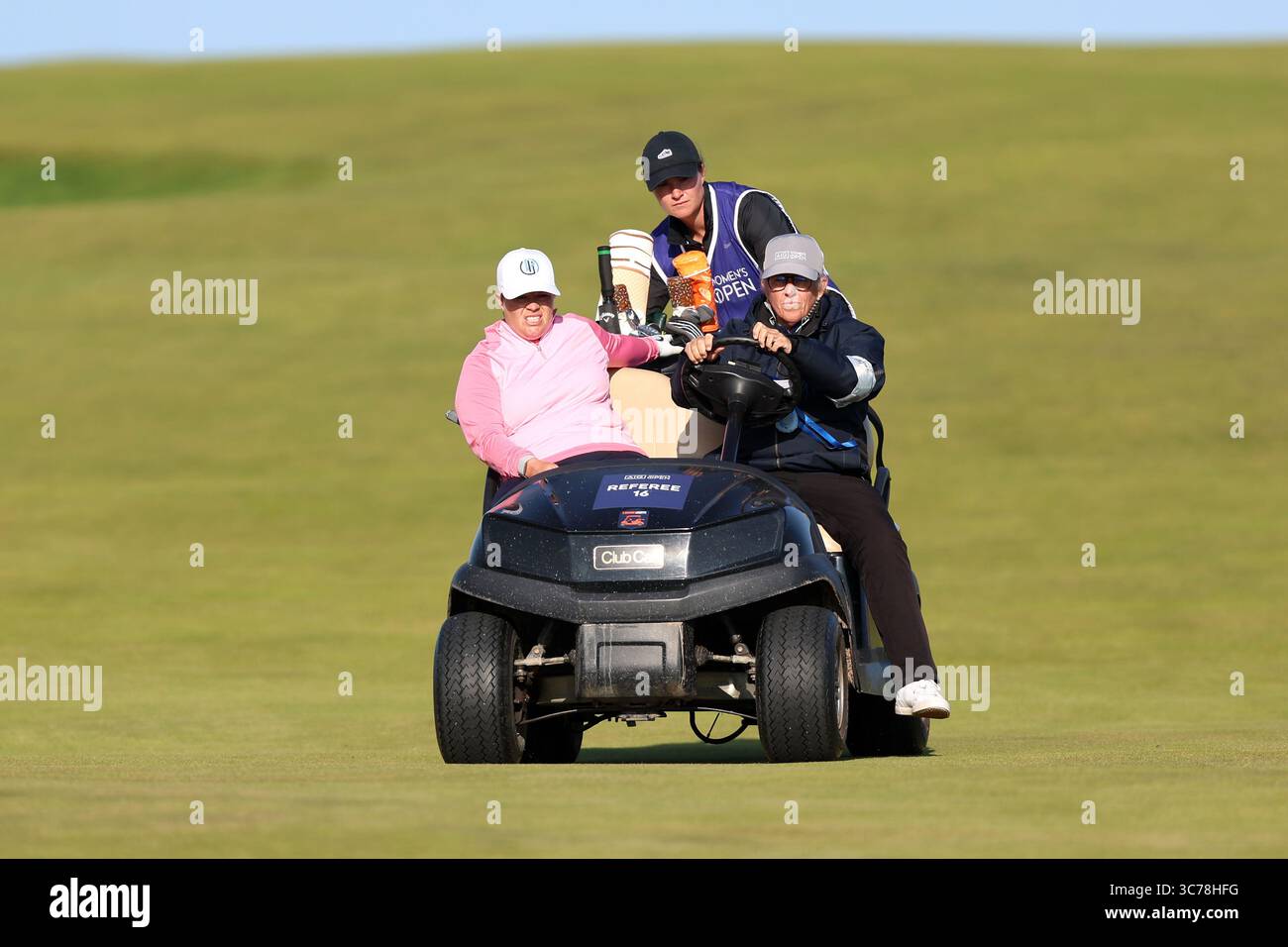 Wales' Lydia Hall being driven by a steward in a golf cart towards the ...