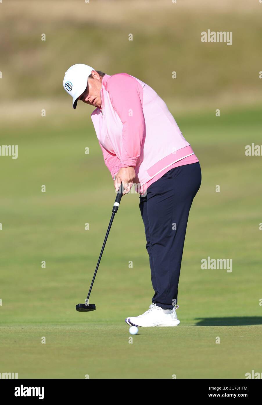 Wales' Lydia Hall plays a shot on the 14th green on day two of the 2025 ...