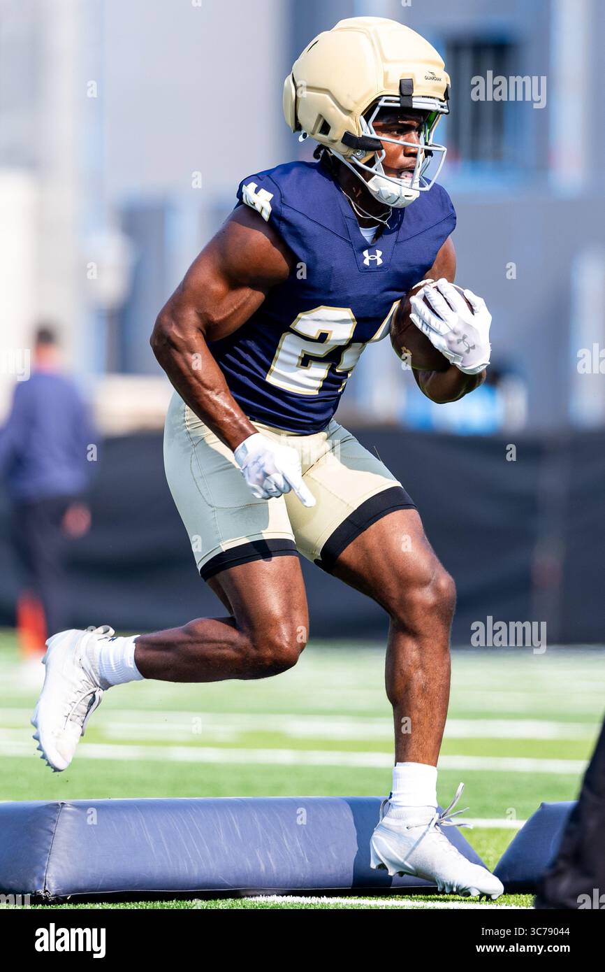 August 01, 2025: Notre Dame running back Jadarian Price (24) runs drill ...
