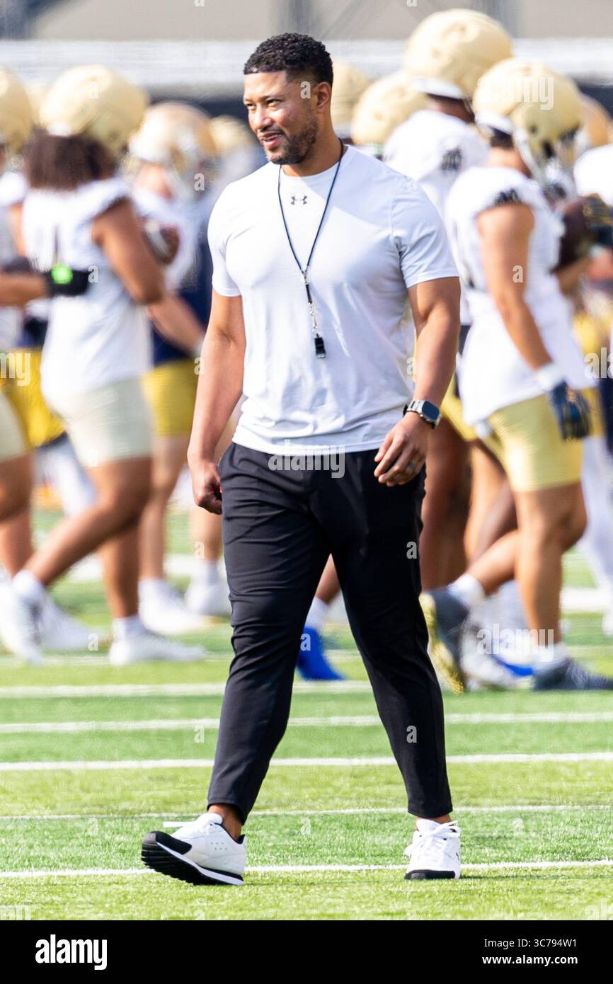 August 01, 2025: Notre Dame head coach Marcus Freeman during the Notre ...