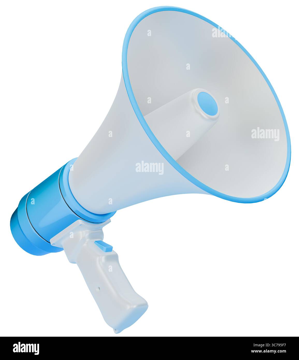 A blue megaphone isolated on pure white background Stock Photo - Alamy
