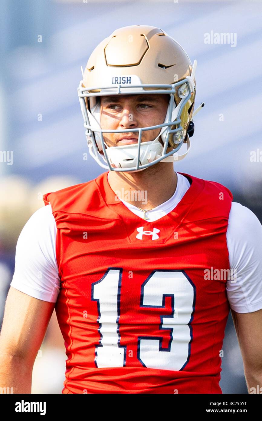 August 01, 2025: Notre Dame quarterback CJ Carr (13) during the Notre ...