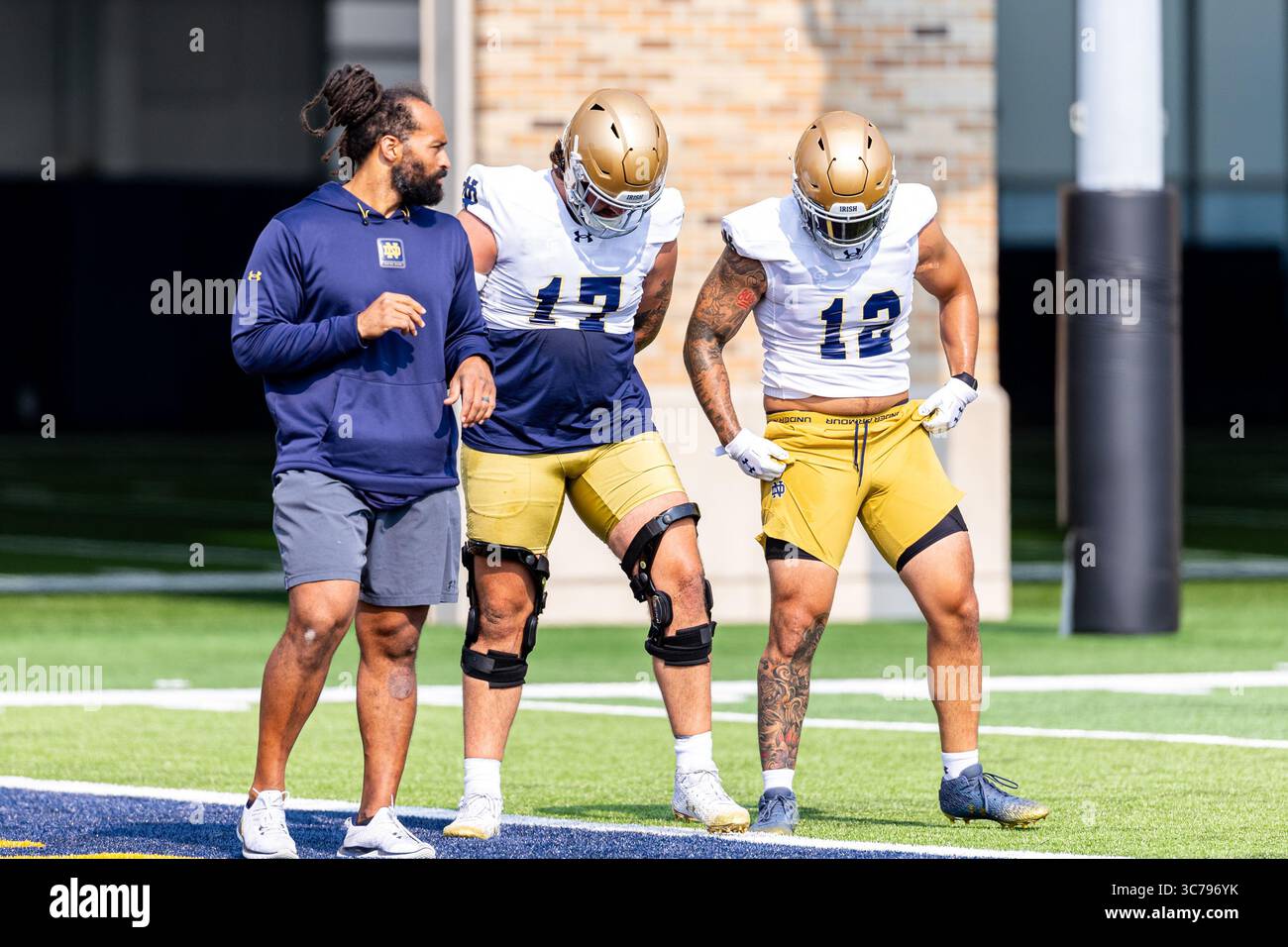 August 01, 2025: Notre Dame defensive lineman Brenan Vernon (17) and ...