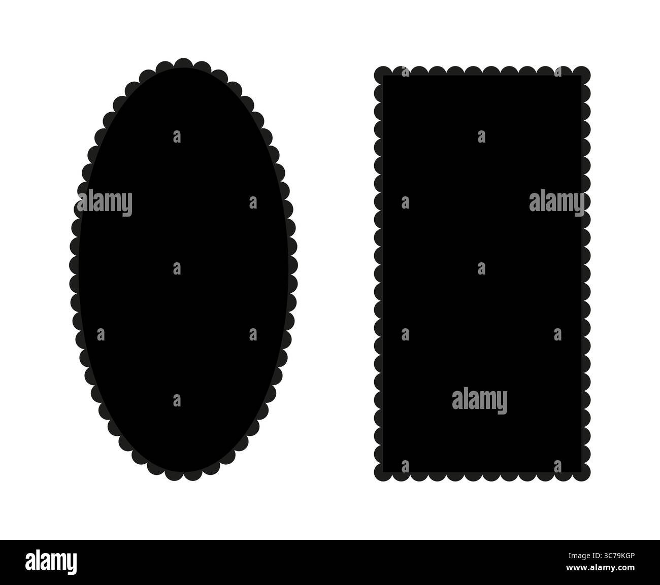Scalloped backgrounds patterns. Black scalloped edge rectangle, ellipse ...