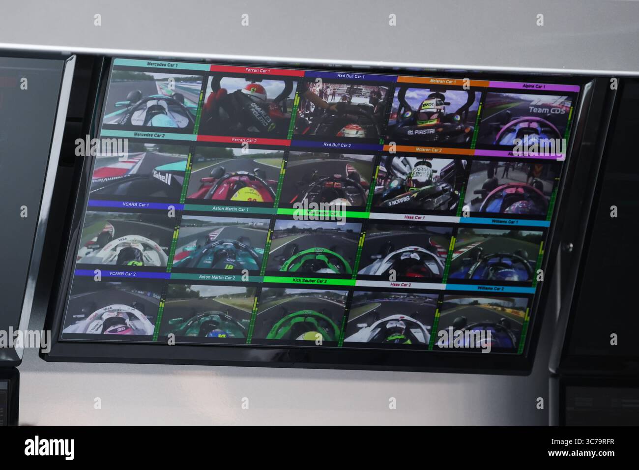 onboard cameras of all the cars seen on the Mercedes AMG F1 Team garage ...