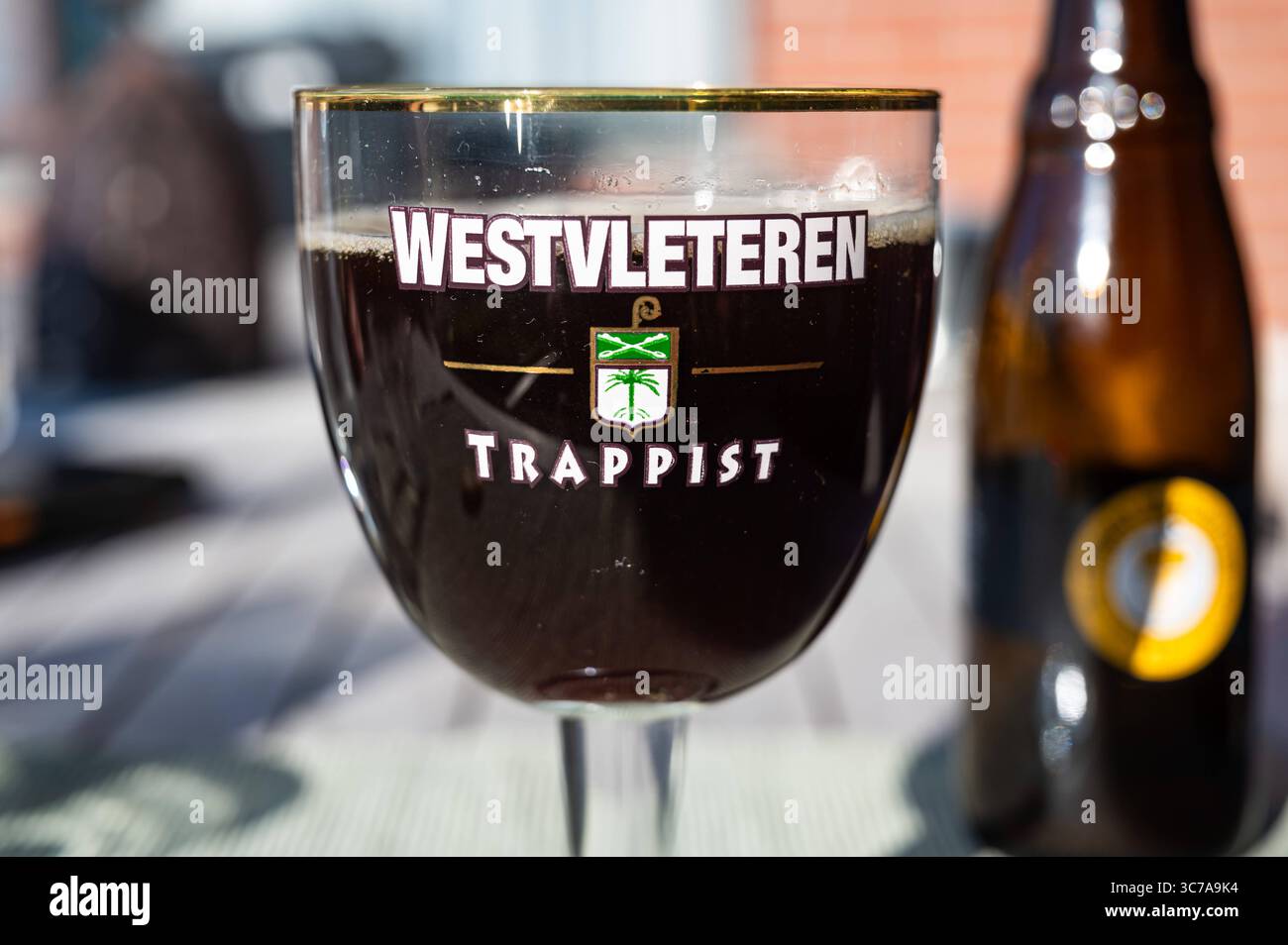 Dark bottle of Westvleteren 12 Trappist beer in Westvleteren, West ...